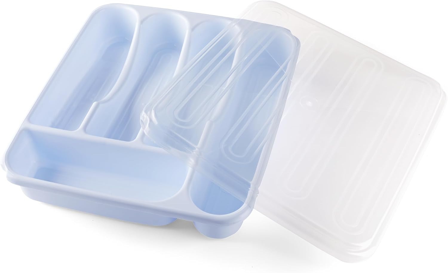 Amazon.com - Plasvale Silverware Organizer with Lid, 5-Compartment ...