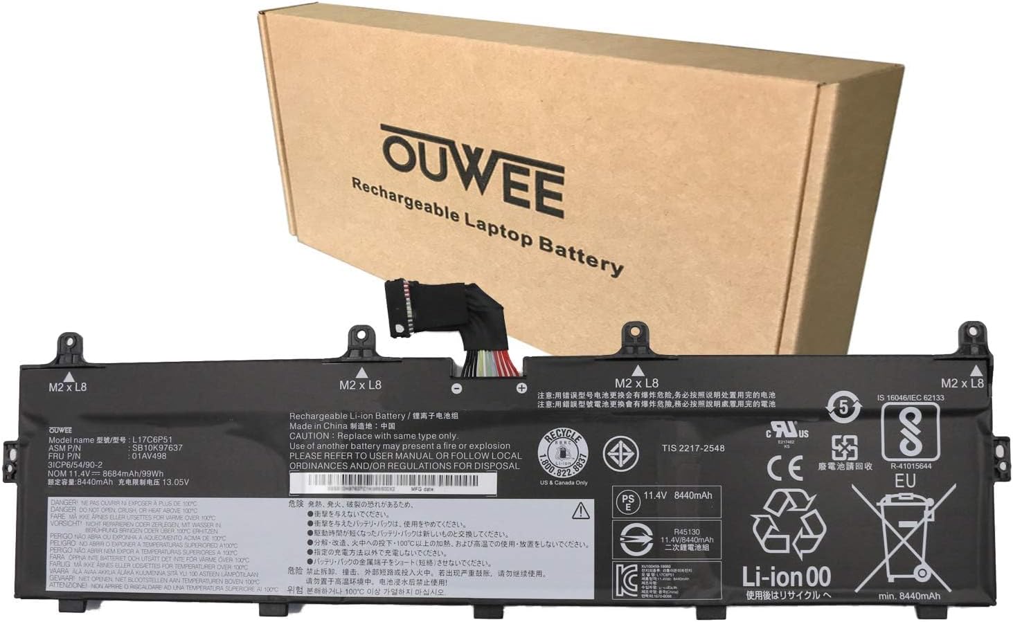 Amazon.com: OUWEE L17C6P51 Laptop Battery Compatible with Lenovo ...