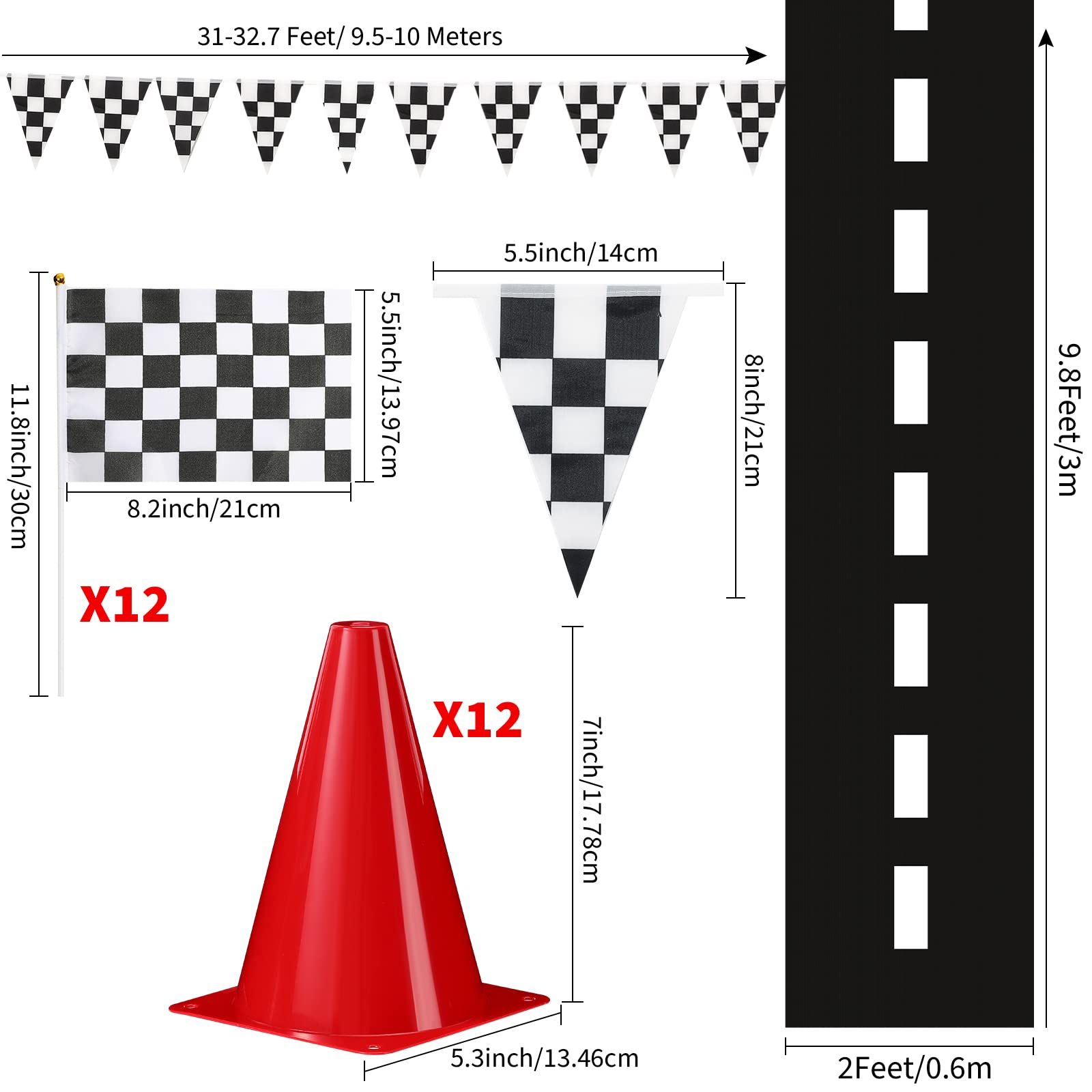 Snapklik.com : Skylety Traffic Cones And Racing Checkered Flags Set ...