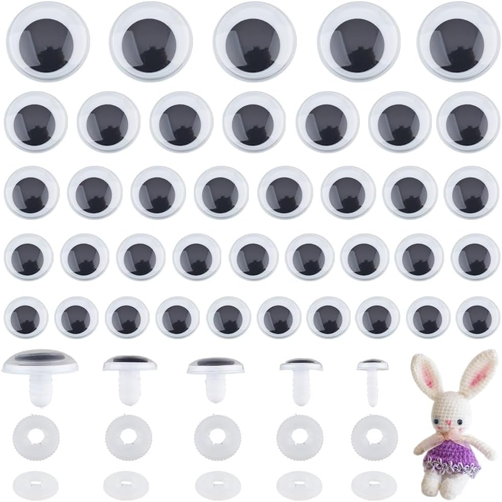 Amazon.com: SUPERFINDINGS 60Pcs 5 Sizes Black Wiggle Googly Eye Plastic ...