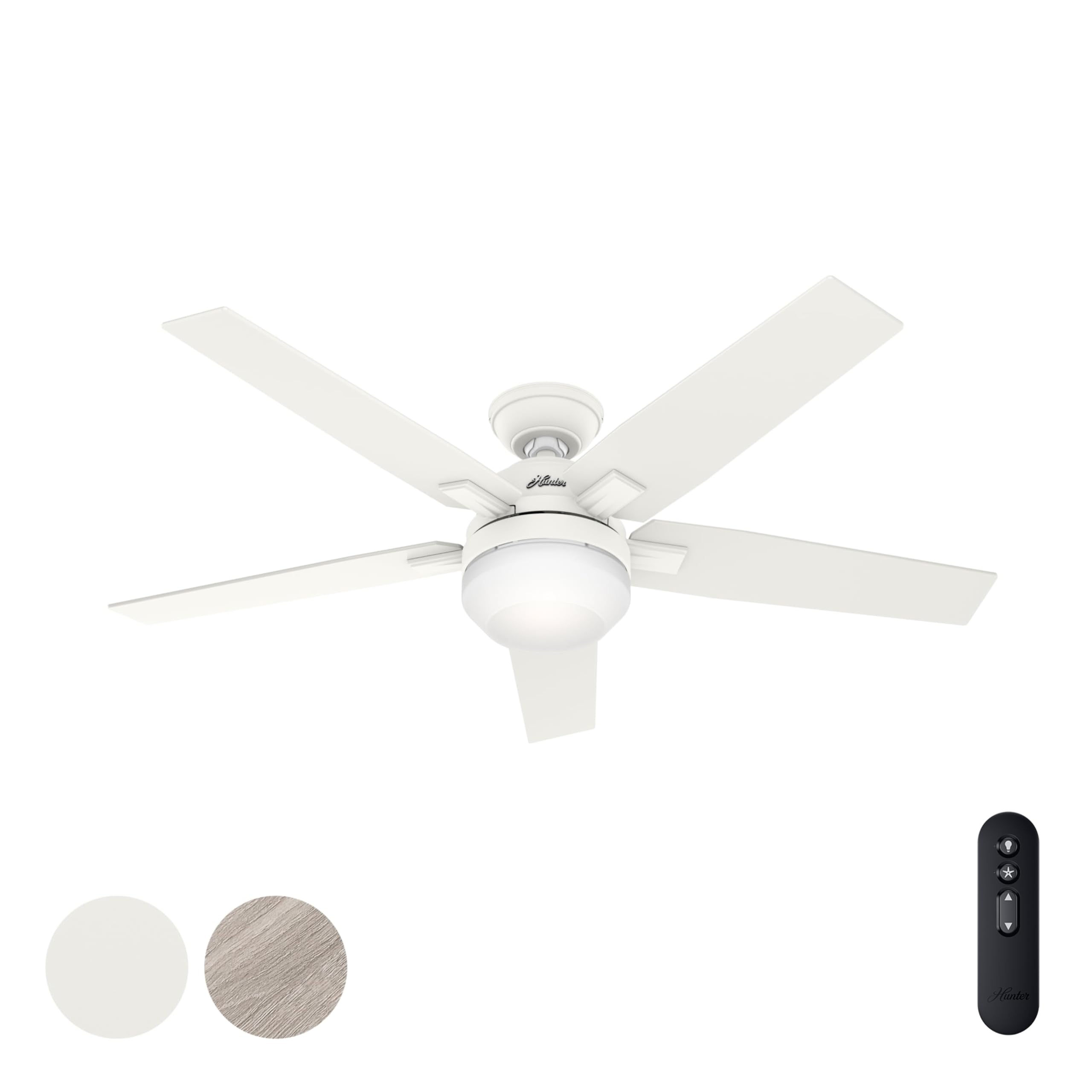 Snapklik.com : Hunter Fan 52 Inch Matte White Ceiling Fan