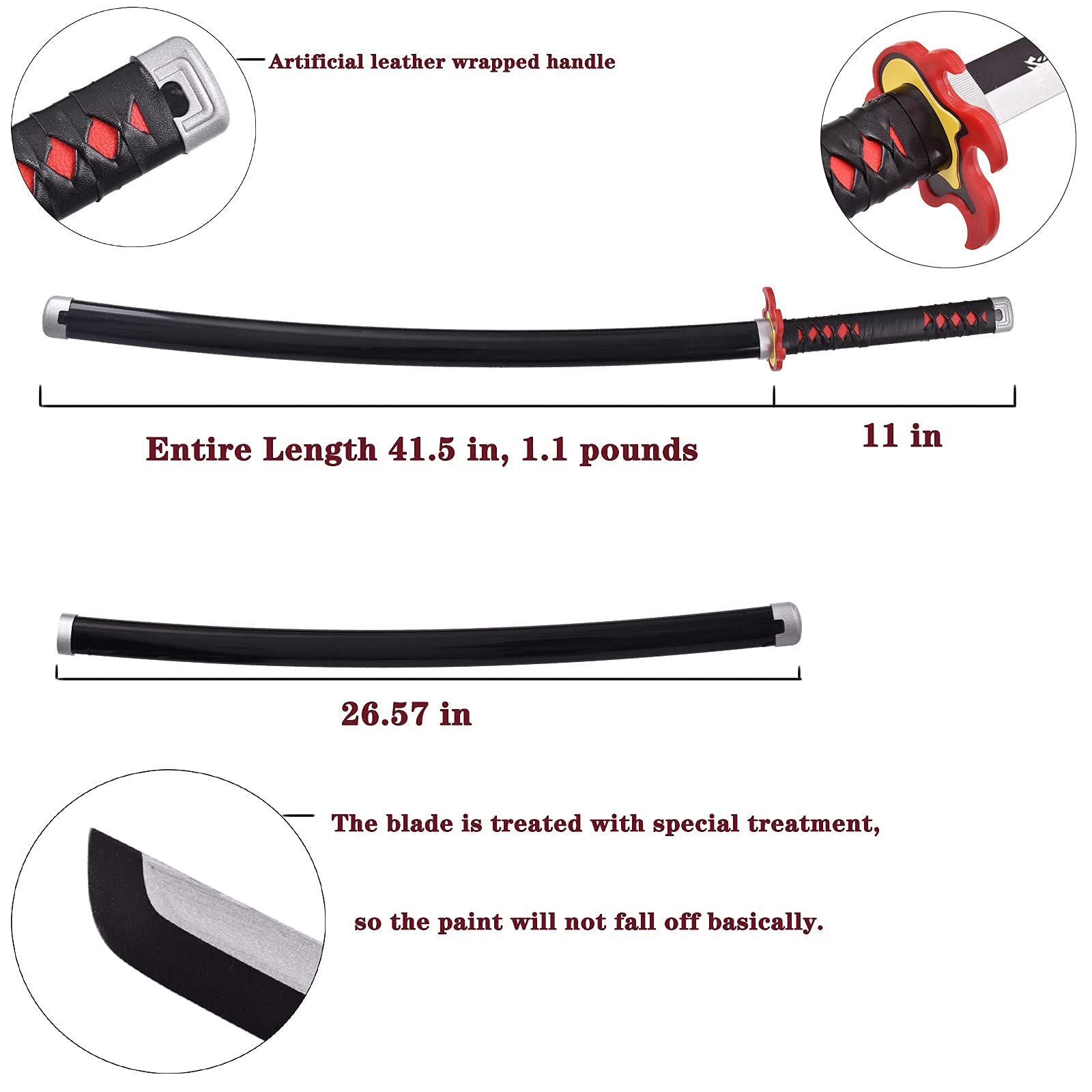 Buy sanshimoxing Demon Slayer Sword About 41 inches, Hashira Pillars ...