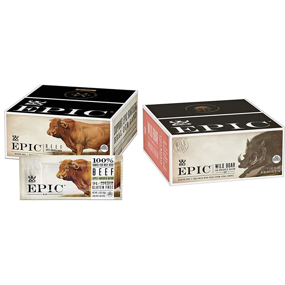 Buy EPIC Beef Apple Bacon Bars, Grass-Fed, Whole30, 12 Count Box 1.5oz ...