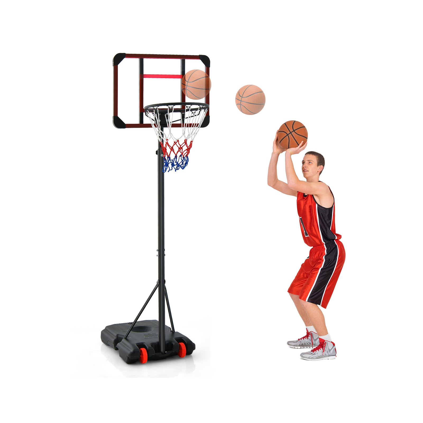 SPOTRAVEL Height Adjustable Basketball Hoop and Stand, Free Standing ...