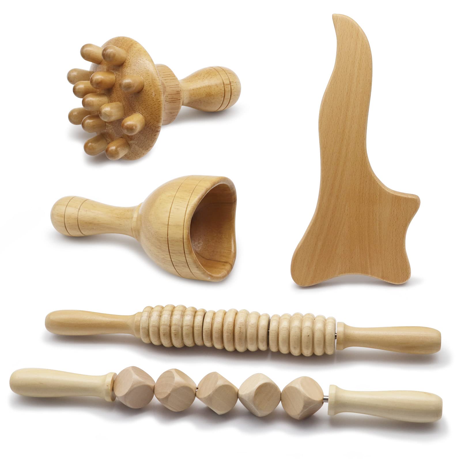 Buy Goodtar 5 in 1 Wood Therapy Massage Tools, Maderoterapia Kit ...
