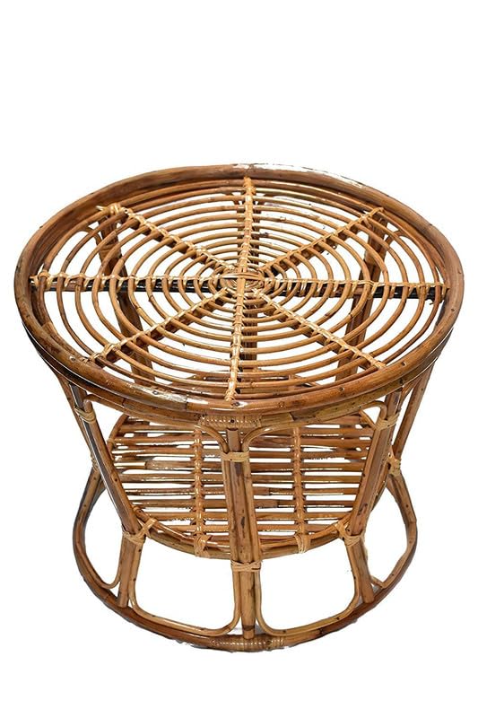 CRAFTCANE 100% Natural and Handmade Cane Rattan Round Side Table ...