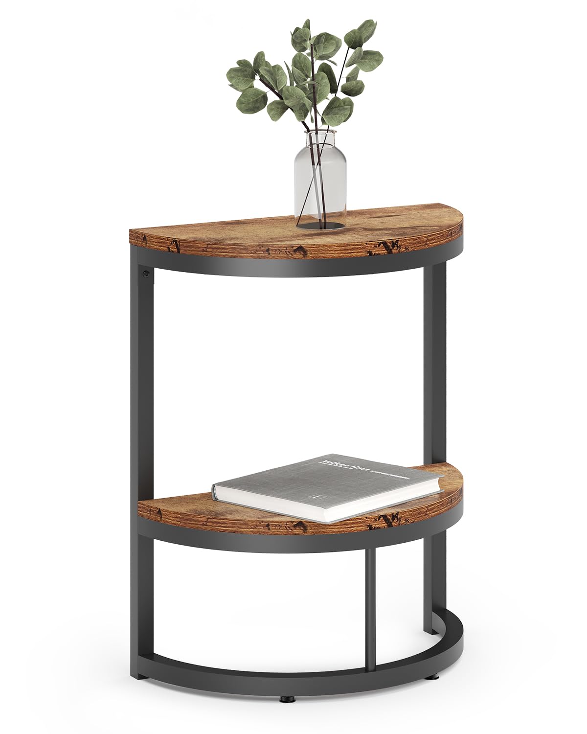 Amazon.com: LITTLE TREE 2-Tier End Table Half Round with Storage Shelf ...