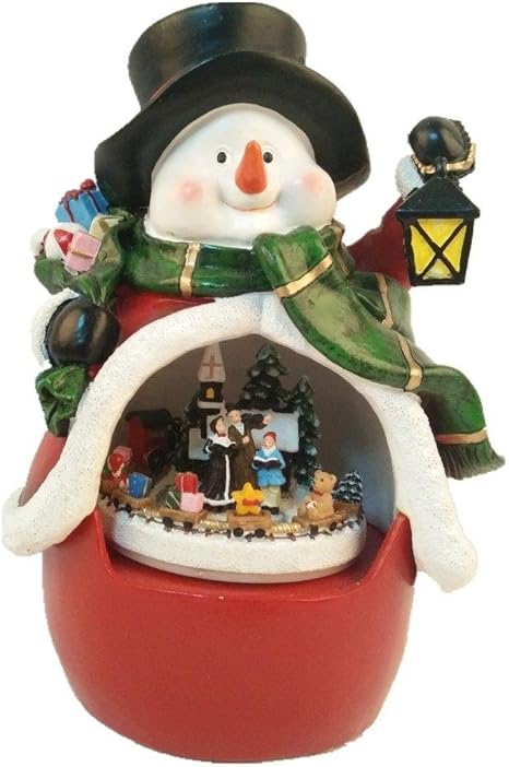 Amazon.com: Lightahead Musical Snowman with Moving Train, LED Light ...