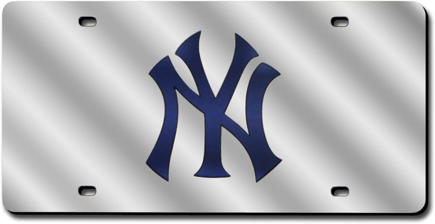 Amazon.com : MLB New York Yankees (Silver) Laser-Cut Auto Tag : Sports ...