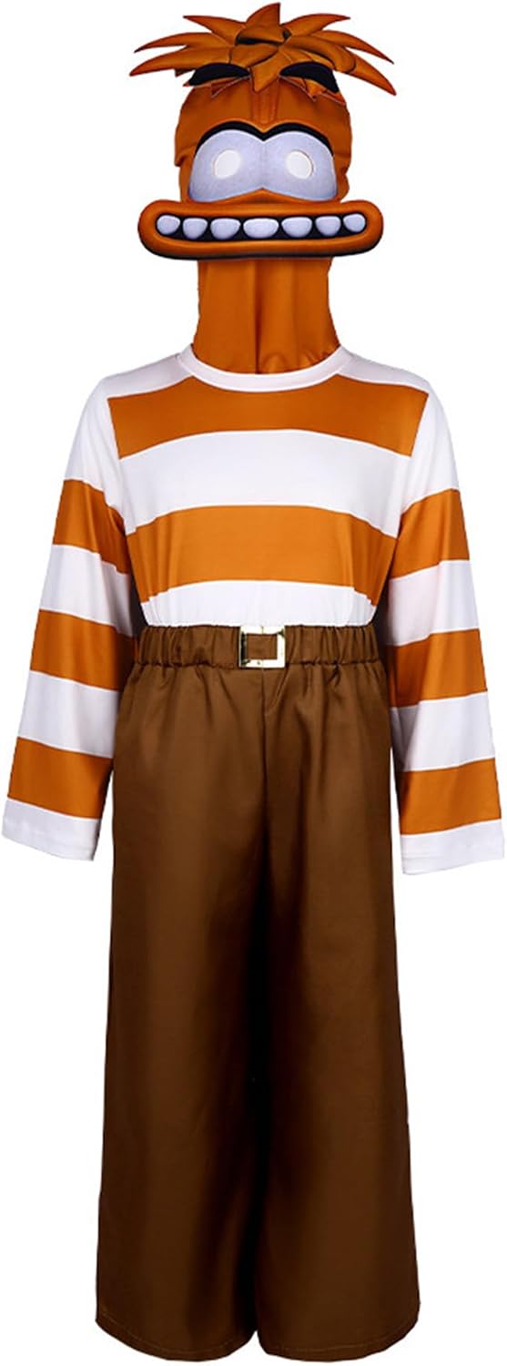 Anxiety Costume Halloween Outfit Cartoon Full Head Mask Striped Tee ...