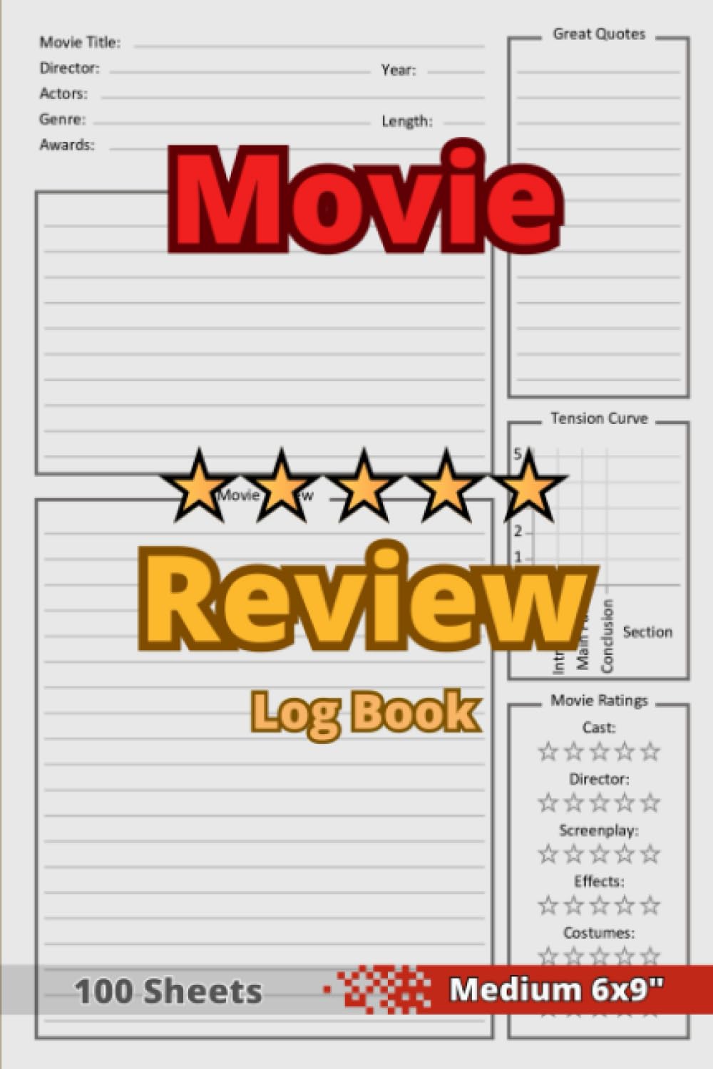 Movie Review Log Book: 6x9" - Movie Watching Journal - Movie Rating ...