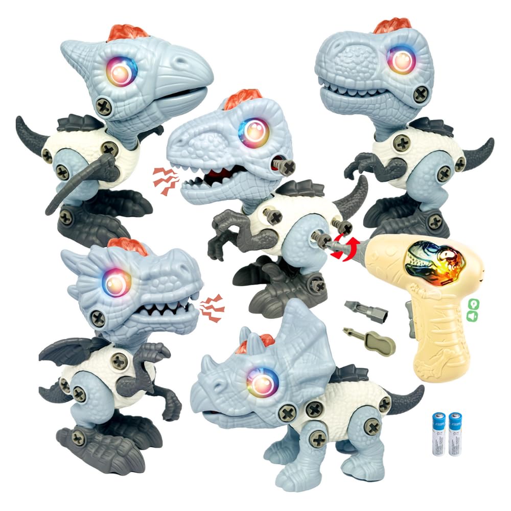 Electric Take Apart Dinosaur Toy Set, 5 Pack Educational Dinosaur ...