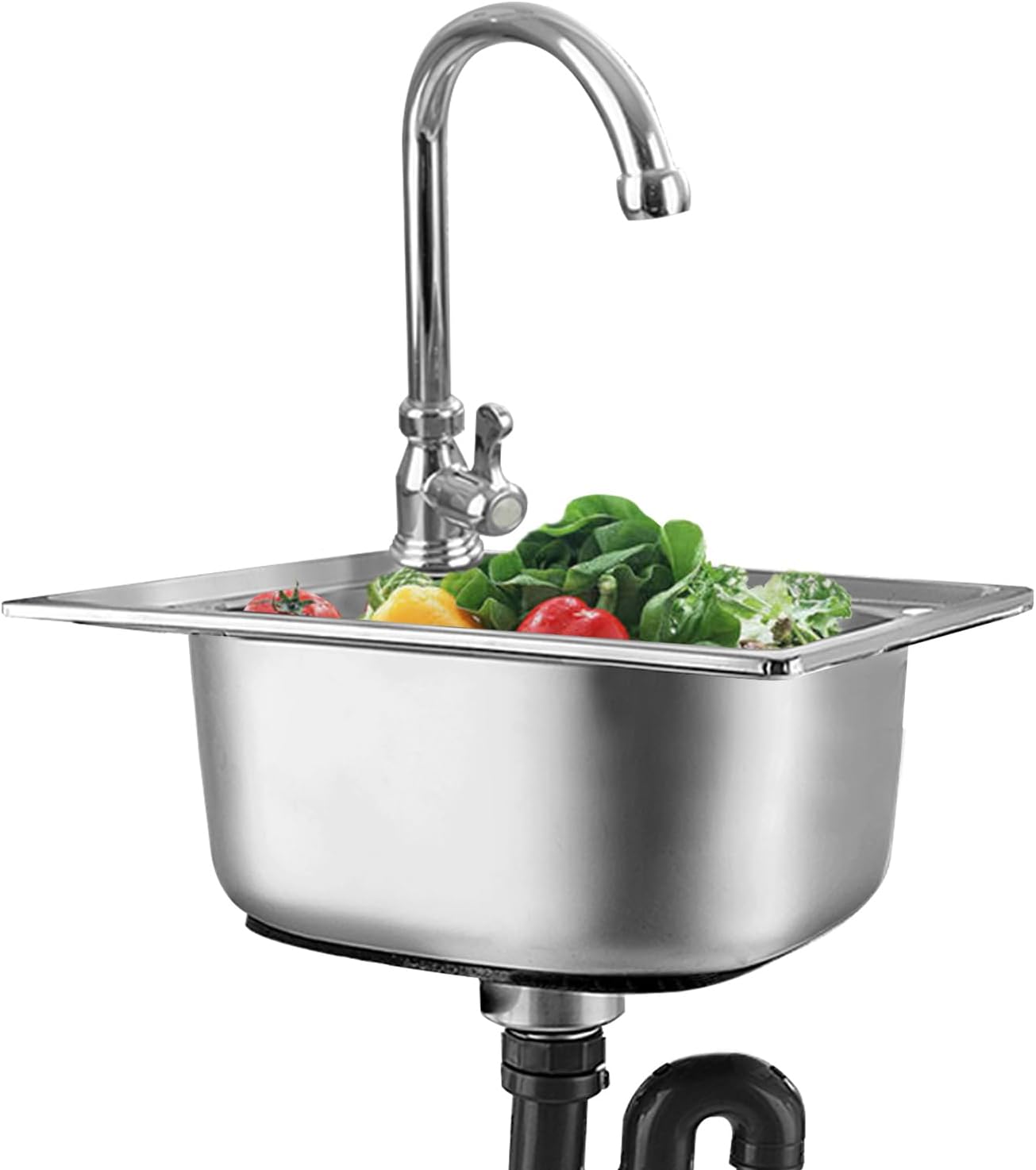 Stainless Steel Sink Inset Kitchen Sink Single Bowl Counter Top Sunk ...