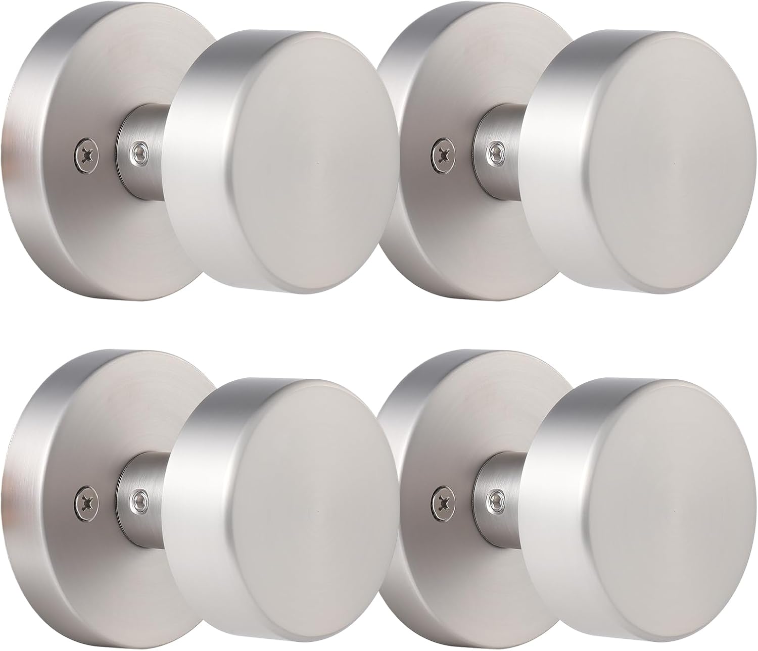 4 Pack Brushed Nickel Dummy Door Knobs Interior, Satin Nickel One-Sided Door Knobs for Closets ...