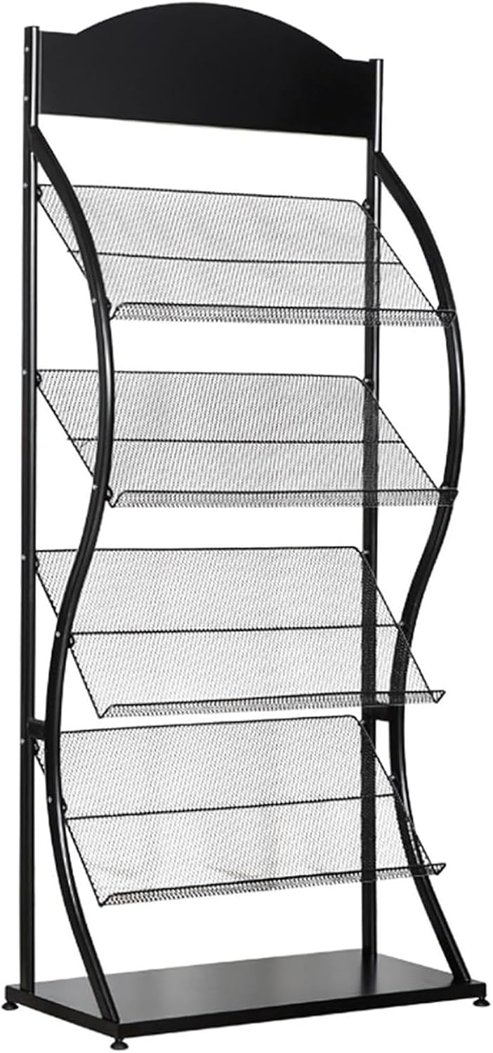 4-Tier Magazine Display Stand - Freestanding Newspaper Rack for Home ...