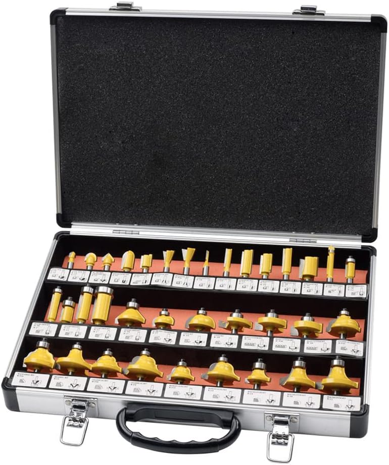 35/50/100Pcs 1/4 Inch Shank Router Bit Set with Metal Case Tungsten ...