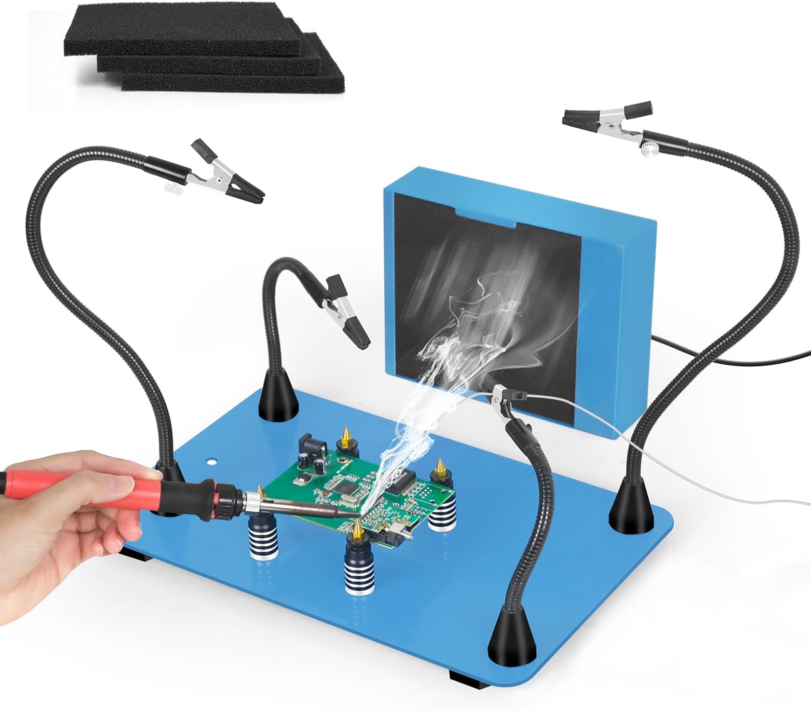 Magnetic Helping Hands Soldering Third Hand with 3X & 6X LED Magnifying ...