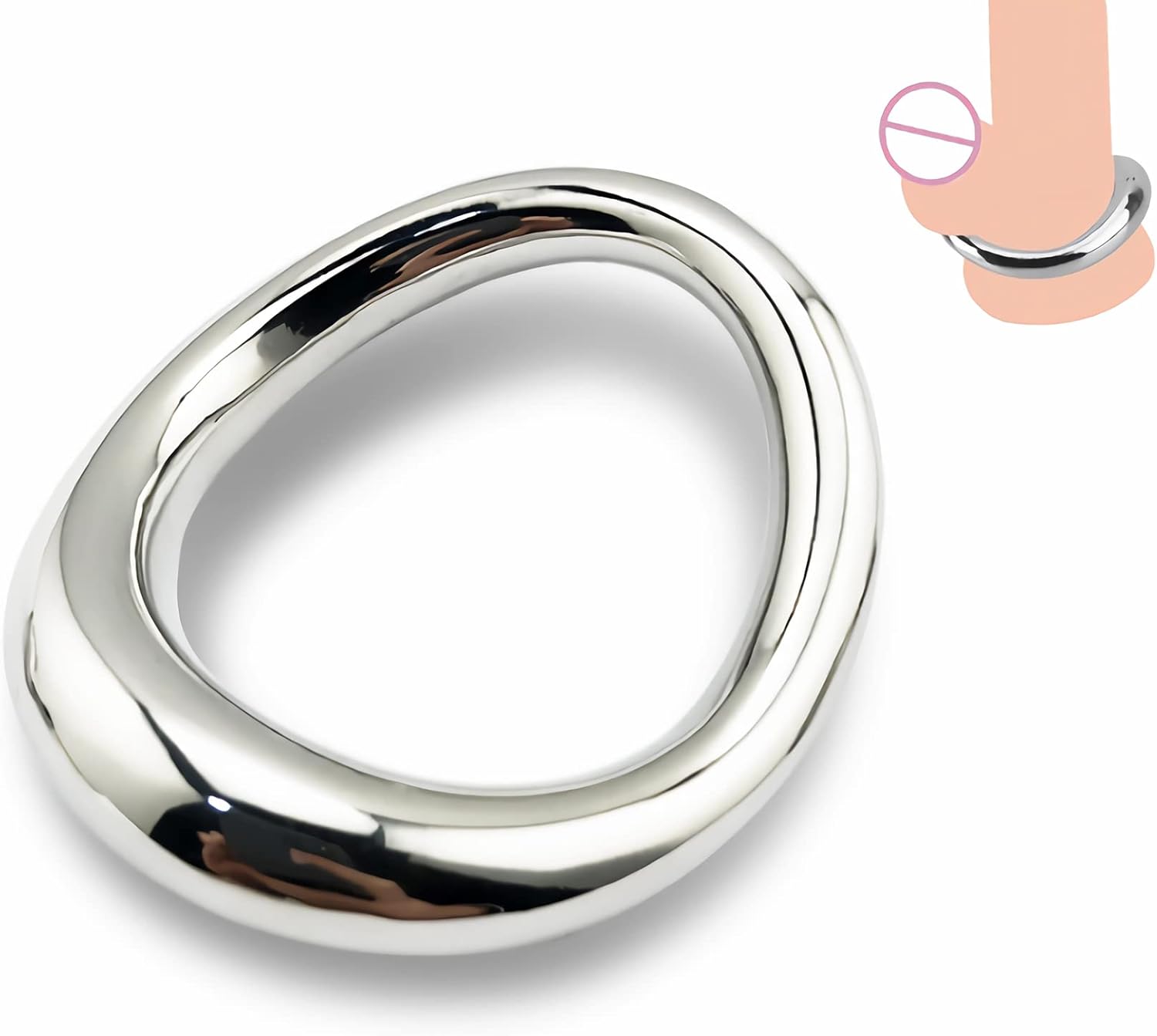 SeLgurFos Penis Ring Metal Curved Cock Ring Stainless Steel Scrotum Stretcher Smooth Comfortable ...