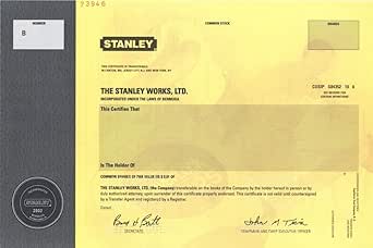 Amazon.com: Stanley Works, Ltd. - 2002 dated Specimen Stock Certificate ...