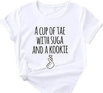 B-TS Tshirts for Women Sleeve Letter Printed T-Shirt Kpop Merchandise K ...