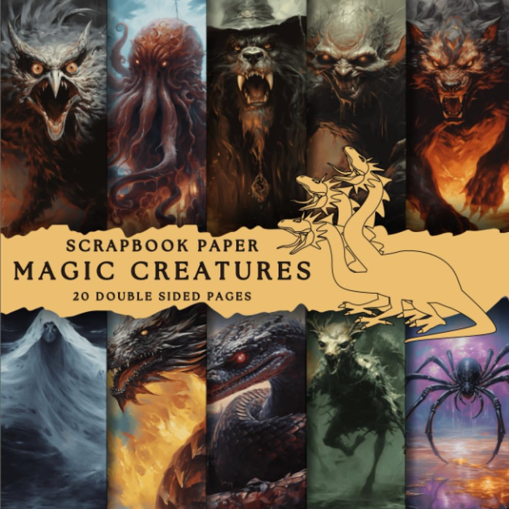 Magic creatures scrapbook paper, 8.5x8.5, 10 Designs, 20 Double-Sided ...