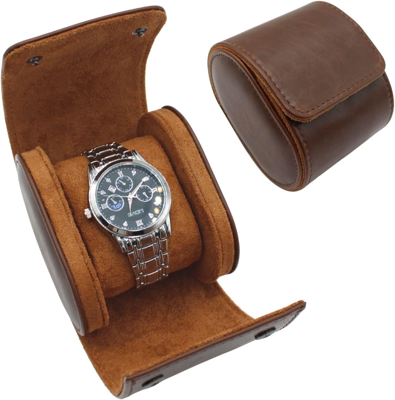 Amazon.com: HEYOURTOR Single Watch Case Classic Leather Watch Case for ...