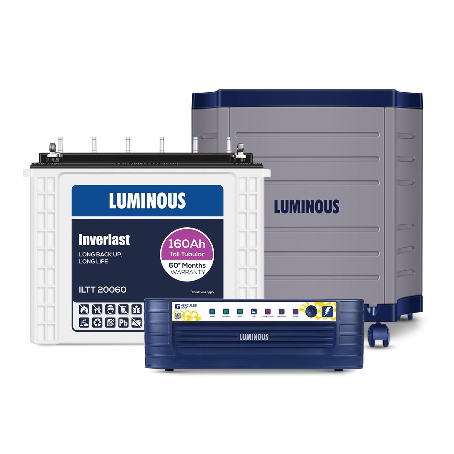 Luminous Inverter & Battery Combo (Hercules 1600 Square Wave 1500VA/12V ...