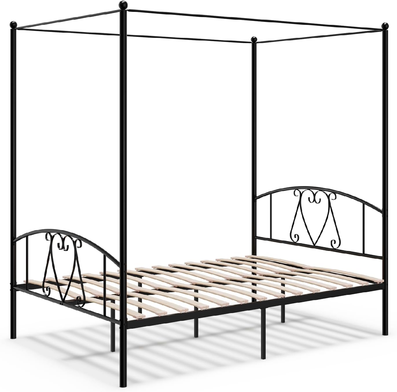 Diahomy Canopy Bed Frame Double Bed 4 Poster Solid Bedstead Base For ...