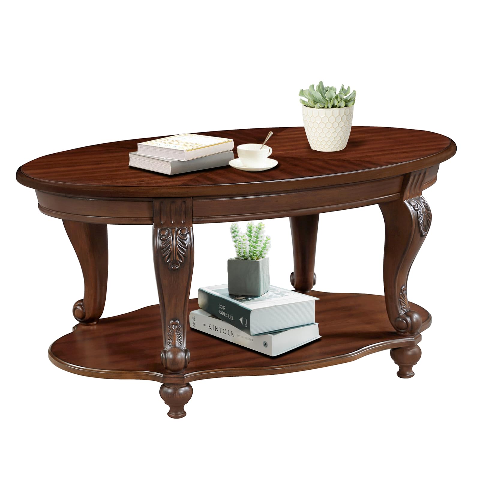 Amazon.com: LKTART Oval Wood Coffee Tables for Living Room, Vintage ...