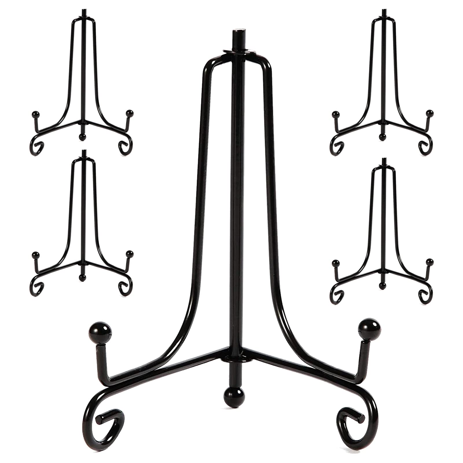 5 Pack 12 inch Iron Display Stand, Large Black Iron Easel Plate Display ...
