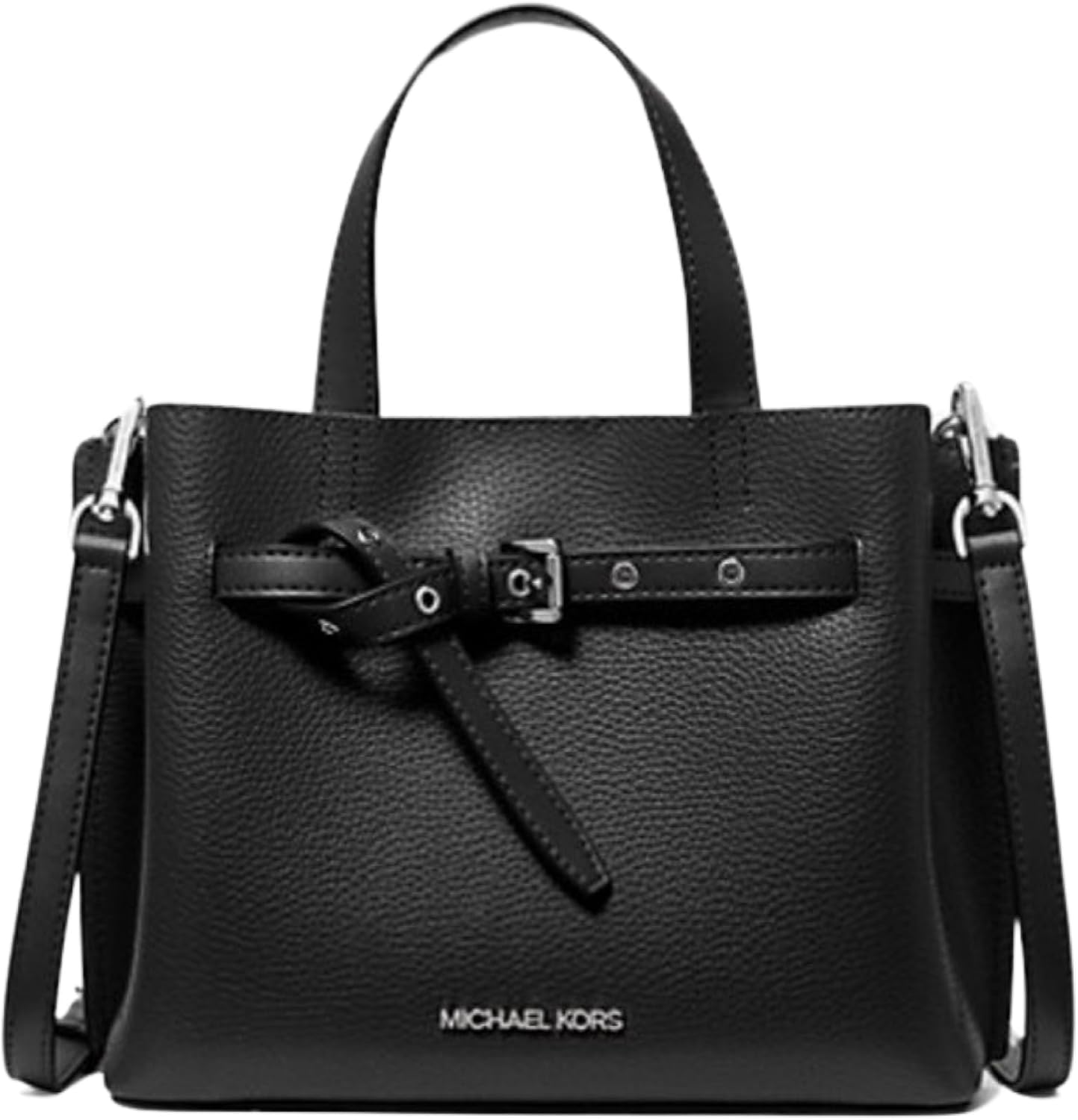 Michael Kors Emilia Small Pebbled Leather Satchel (Black), Black ...