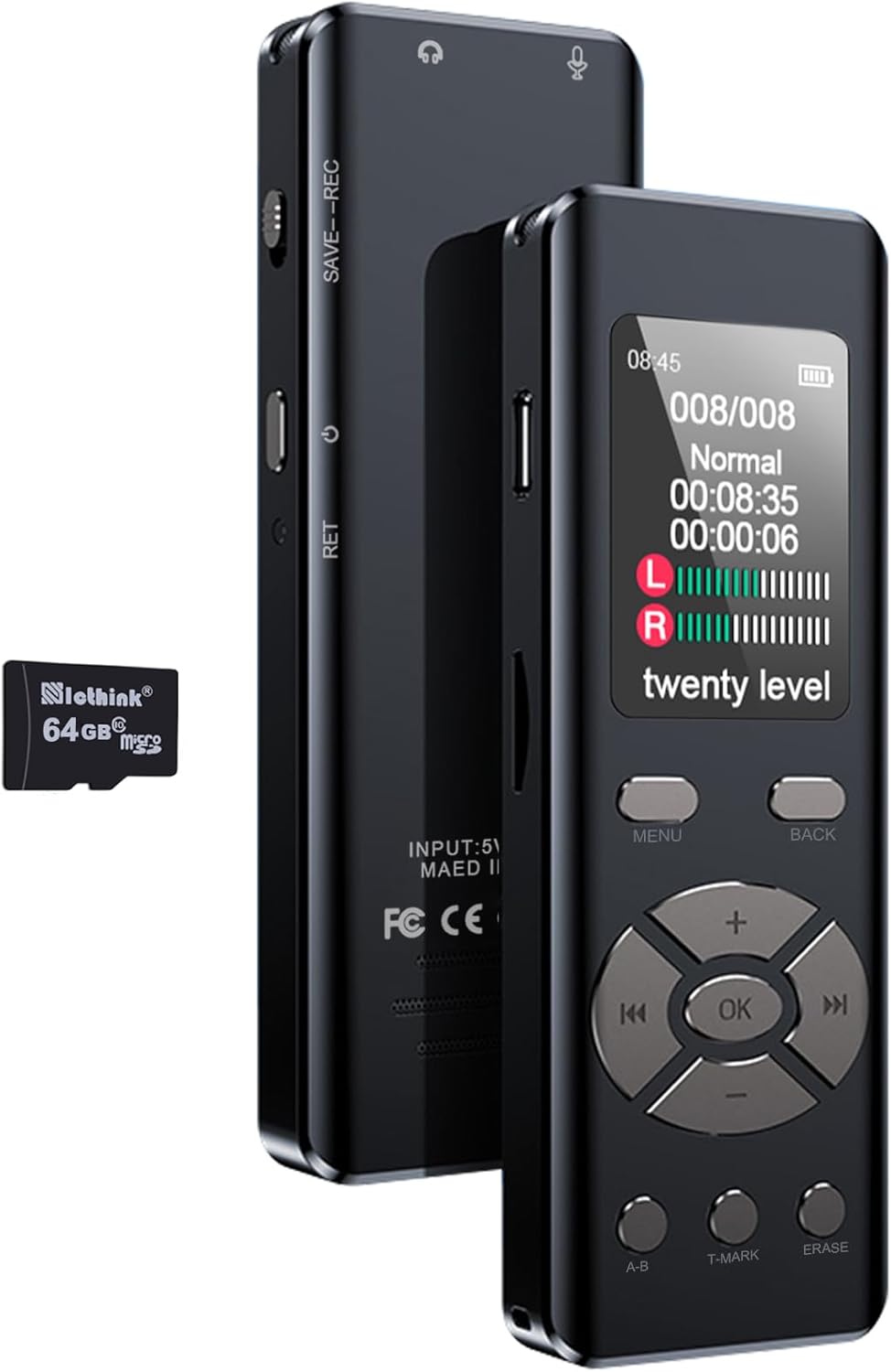 64GB Digital Voice Recorder Device 1536kbps HD Voice Activated Recorder ...
