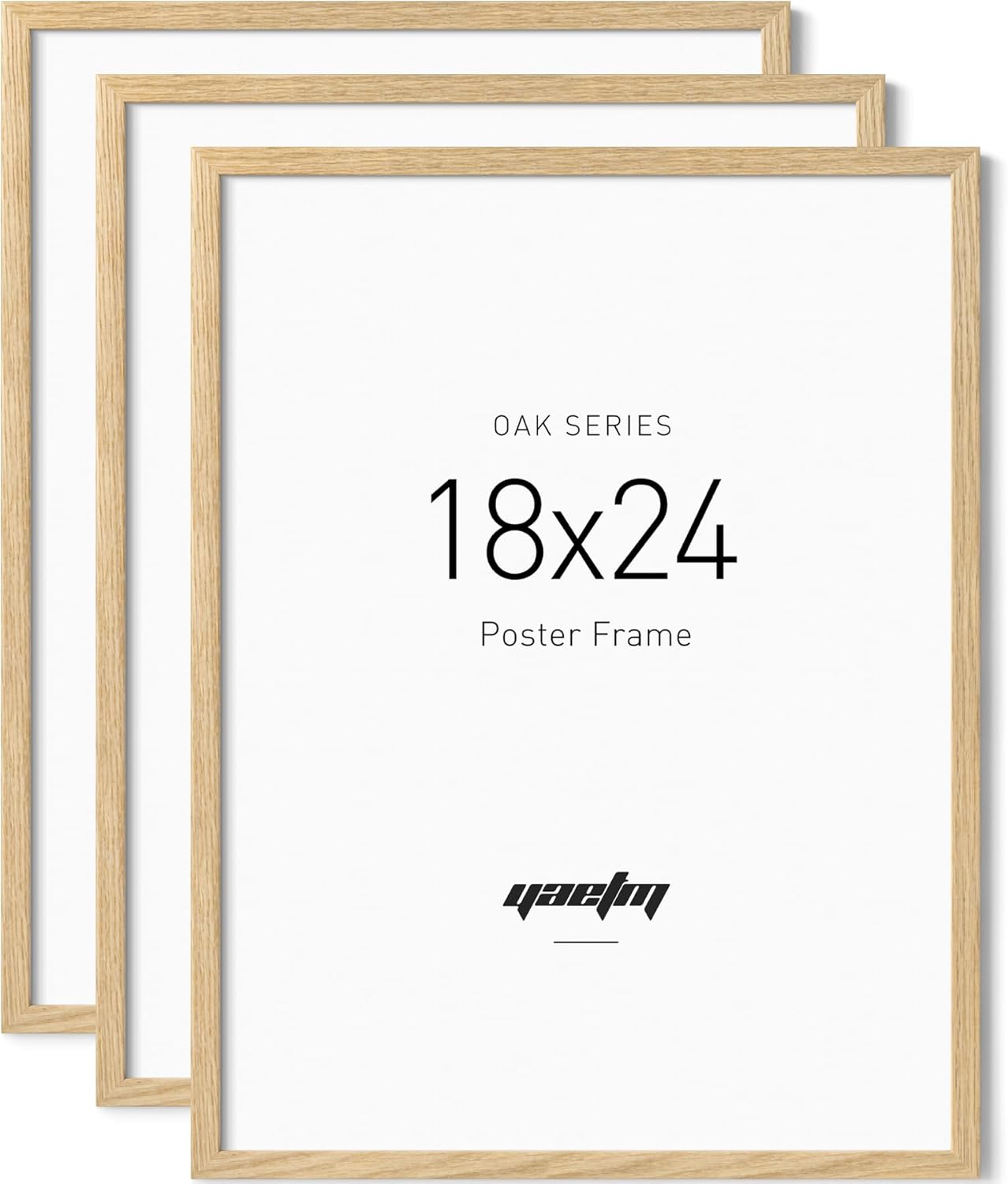 Yaetm 18x24 Frame Set of 3, Natural Solid Oak Wood 18x24 Poster Frame ...