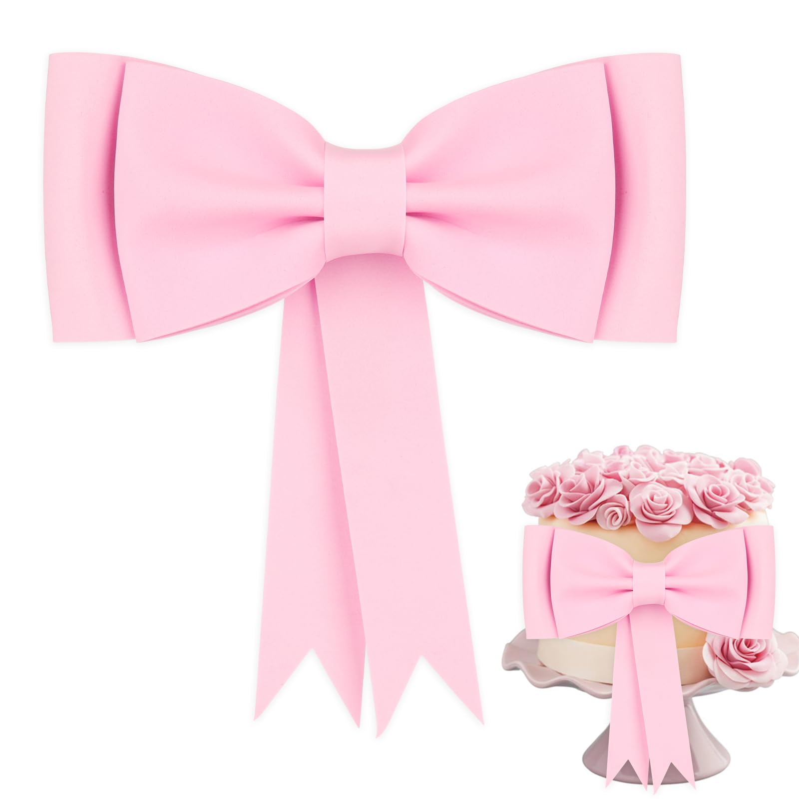 Amazon.com: Bow Cake Topper, Oversized Pink Bow Birthday Cake Toppers ...
