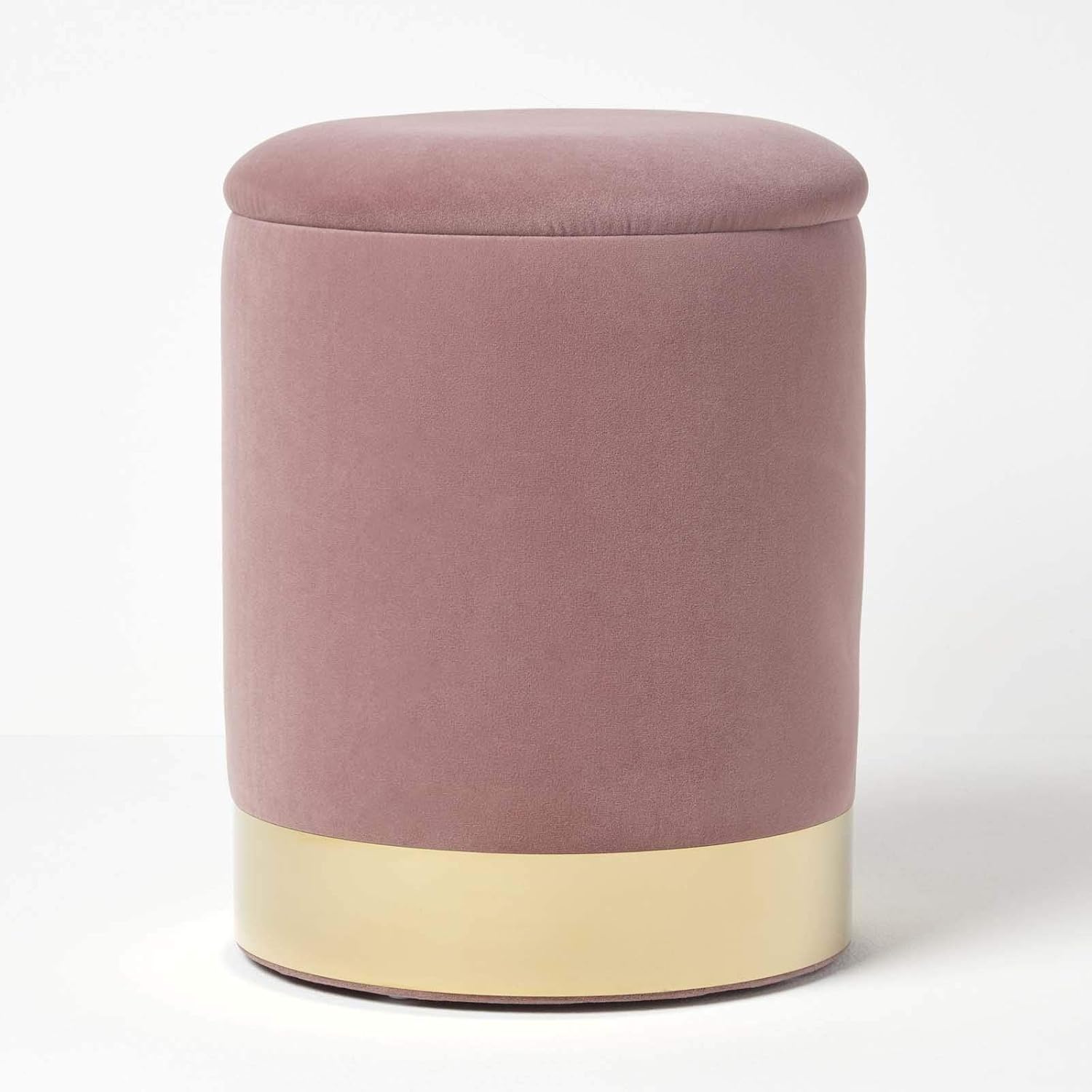 Homescapes runder Samt-Fußhocker Clarence, rosa Aufbewahrungshocker mit ...