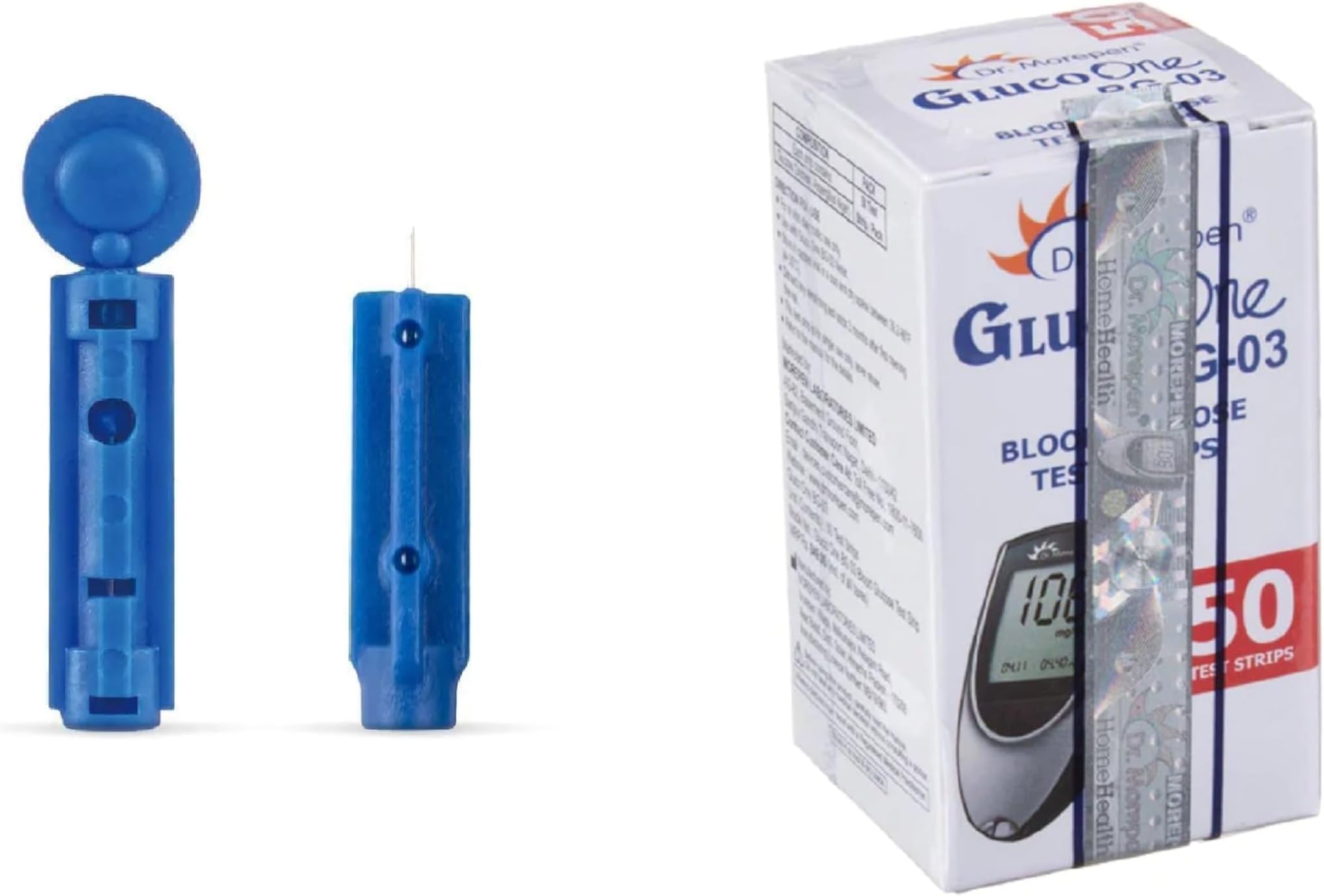 GOXNOR 50 Pcs Round Fine Blood Lancet for Dr Morepen BG03 50 STRIP ...