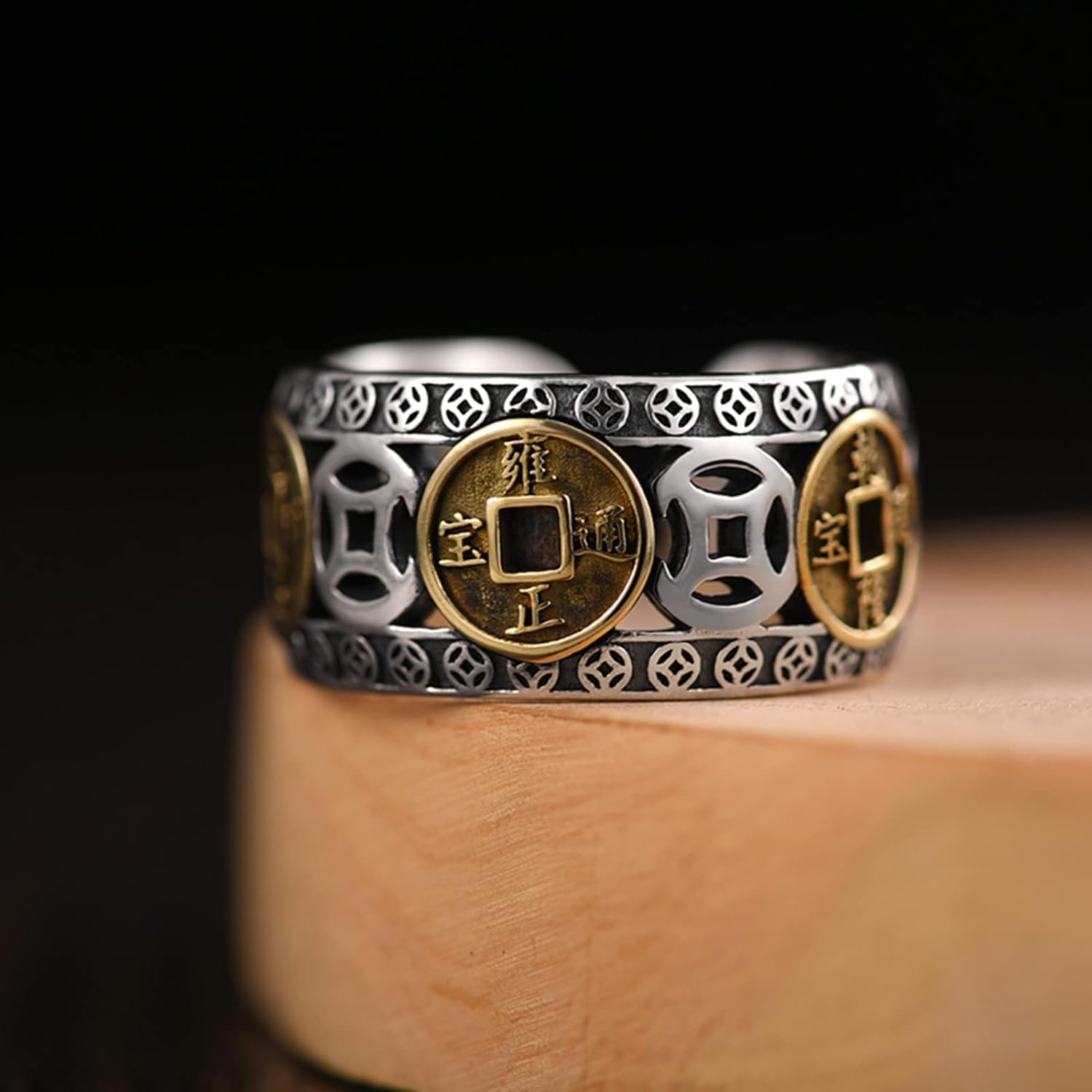 Five Emperor Coin Auspicious Ring, Chinese Ring Feng Shui Ring Fortune ...