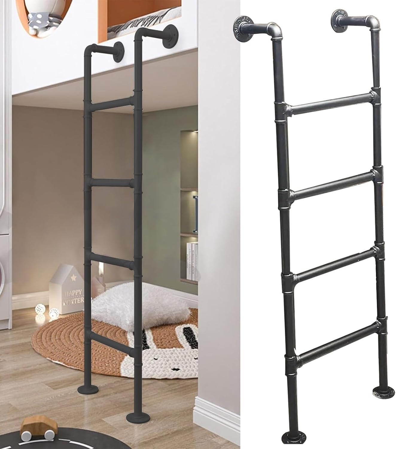 Heavy Duty RV Bunk Bed Ladder - Wall Mounted Loft Metal Step Ladder ...