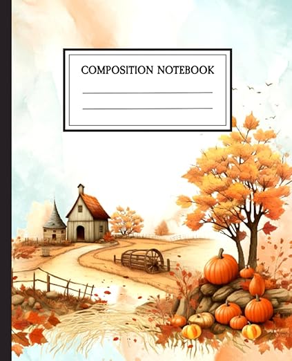 Fall Composition Notebook: Autumn Leave College Wide Ruled Lined cute ...