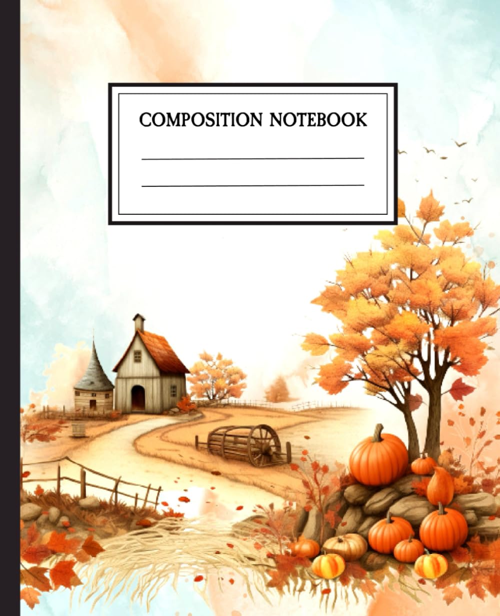 Fall Composition Notebook: Autumn Leave College Wide Ruled Lined cute ...