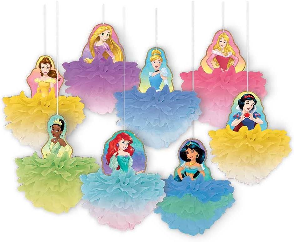Amscan Disney Princesses Hanging Fluffy Decorations - Assorted Design ...