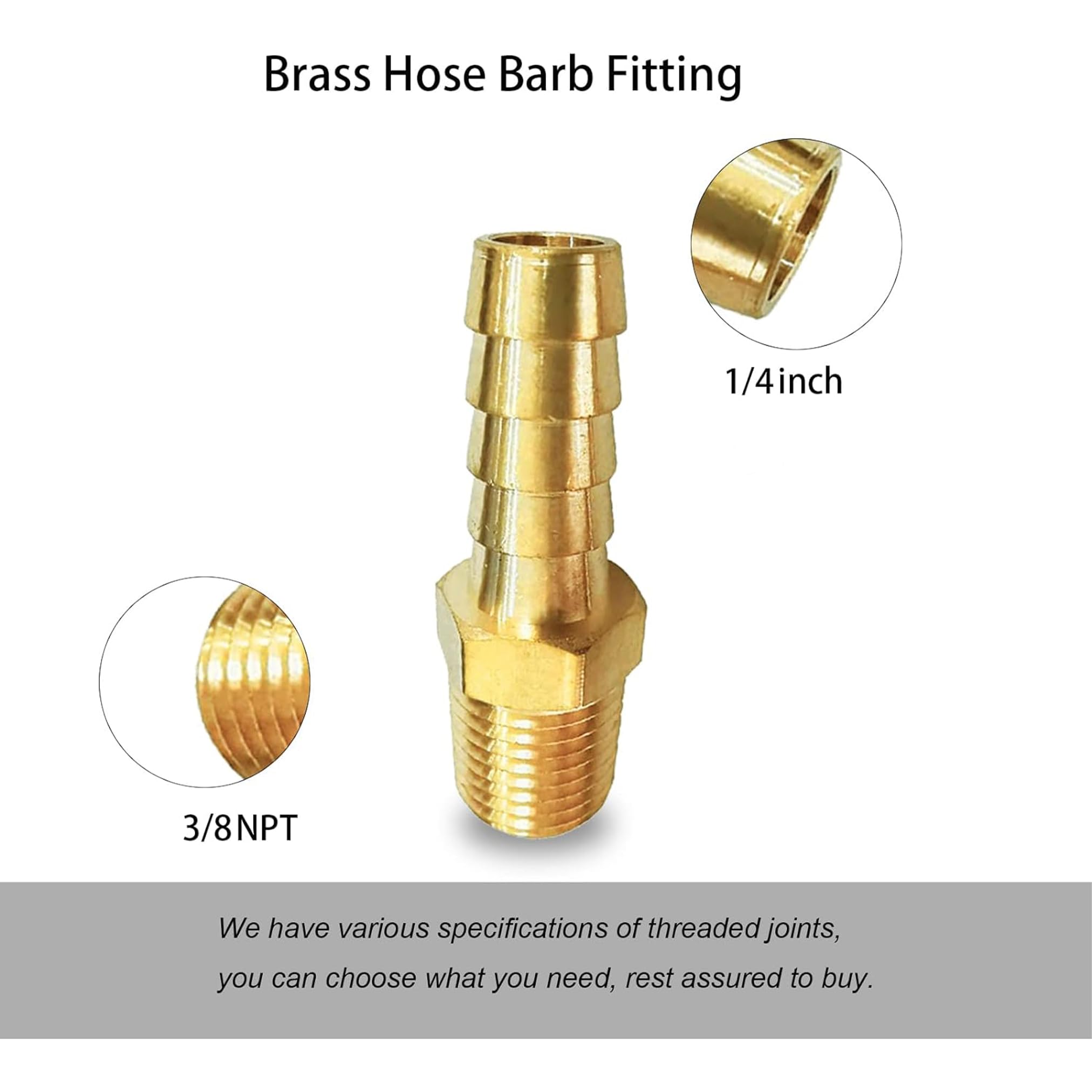 Snapklik.com : AOPANDA Brass Hose Barb Adapter, 1/4" Hose Barb X 3/8 ...