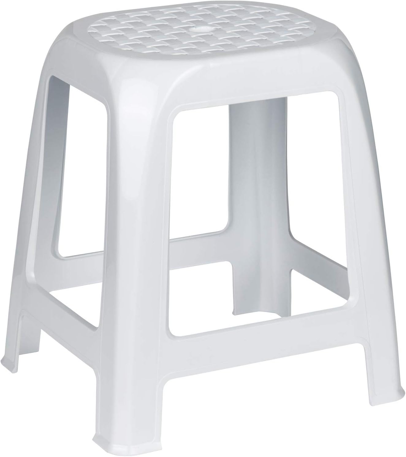 Kreher Hocker aus Kunststoff in Weiß. Sitzfläche im Rattan Design ...