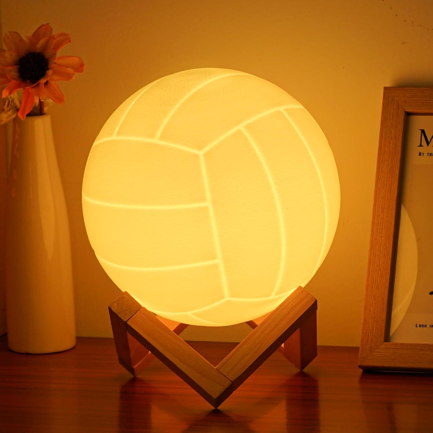 Balkwan Volleyball Night Light 16 Colors Changing Sport 5.9in Moon Lamp ...
