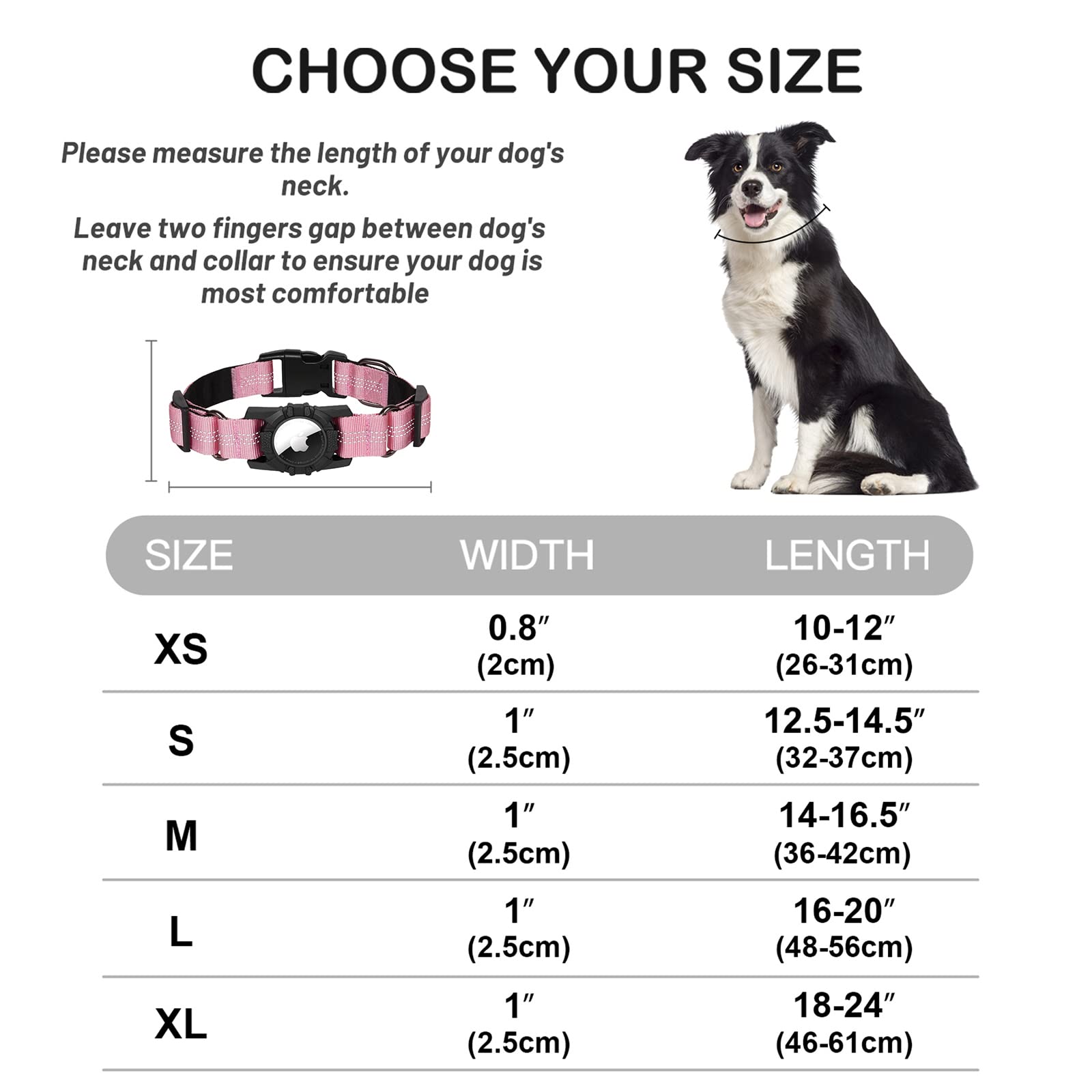 Snapklik.com : AirTag Dog Collar, FEEYAR Reflective Air Tag Dog Collar ...
