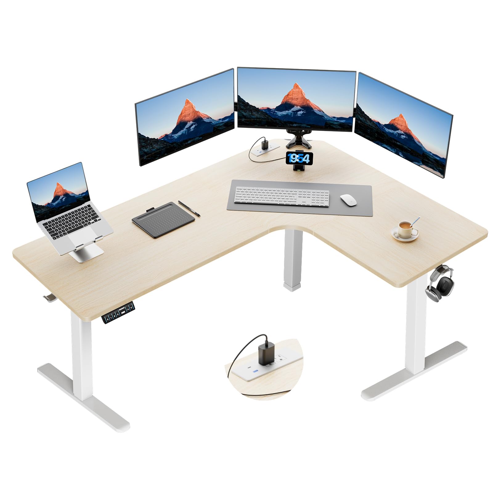 Snapklik.com : HUANUO 63 Dual Motor L-Shaped Standing Desk, Built-in ...