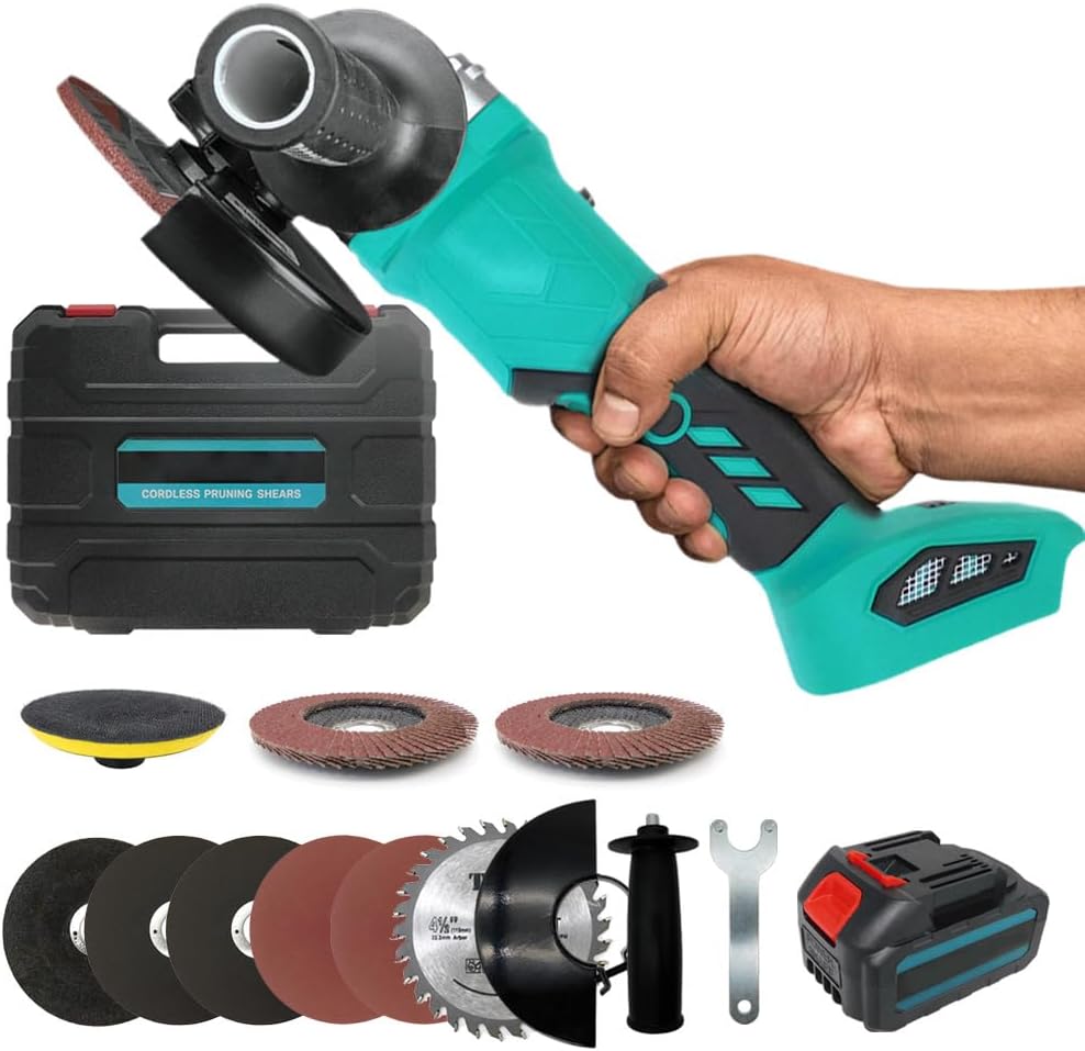 Cordless Angle Grinder with 5.5Ah Battery, Brushless 115mm Angle ...