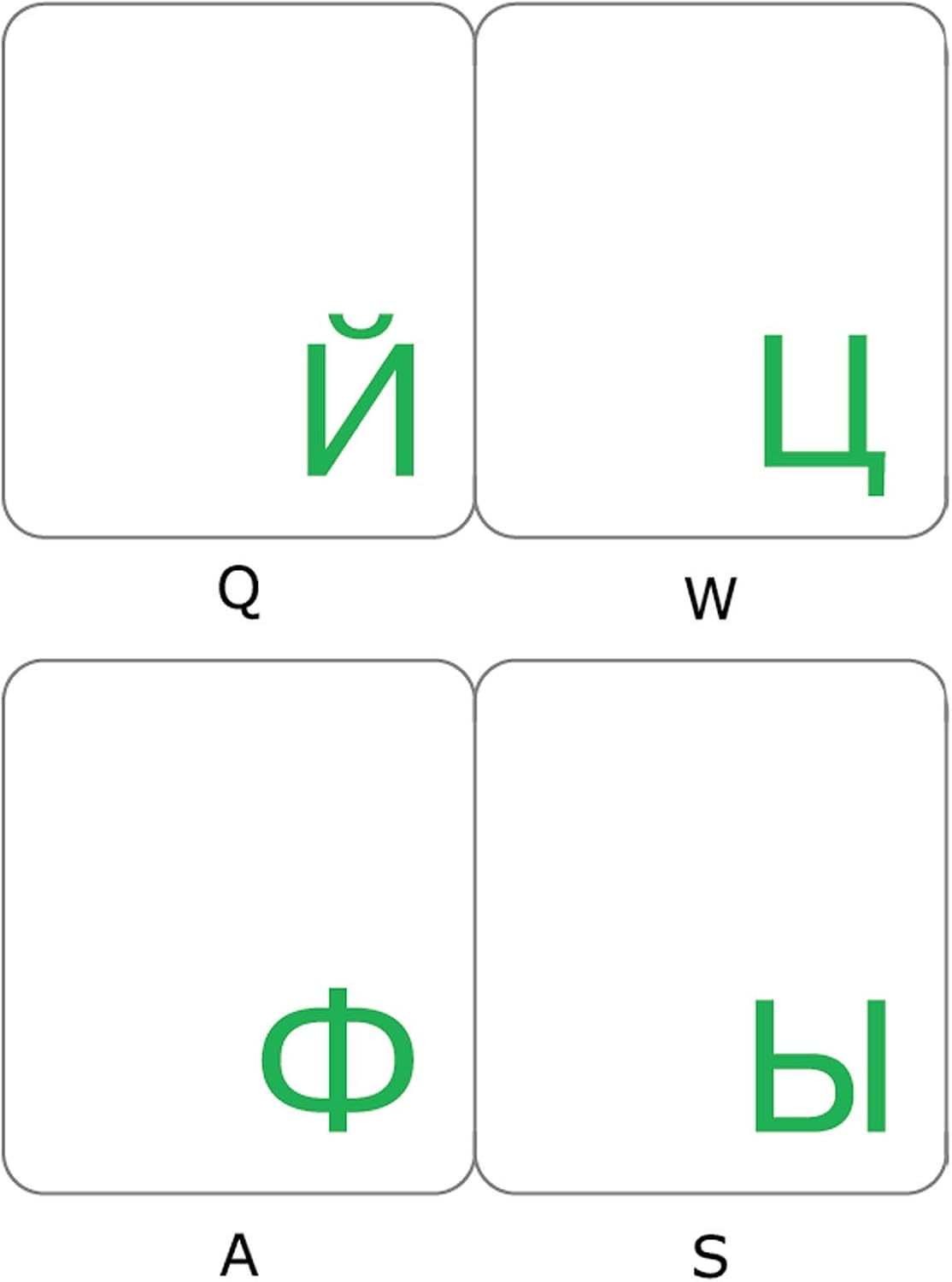 Adesivos de teclado russo com fundo transparente com letras verdes para ...