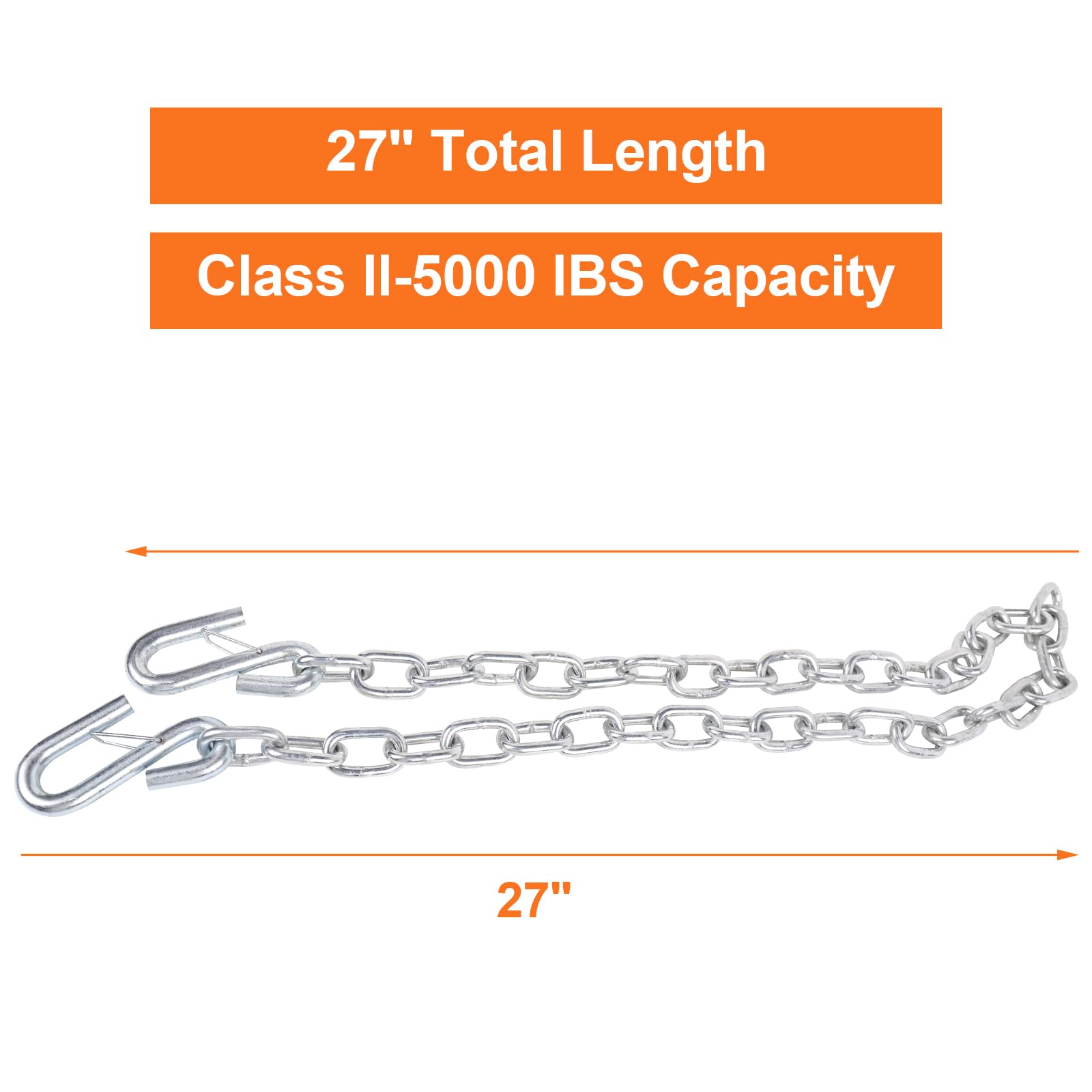 Snapklik.com : TeukRiGa 1/4" X 27" Grade 30 Steel Boat Trailer Safety Chain