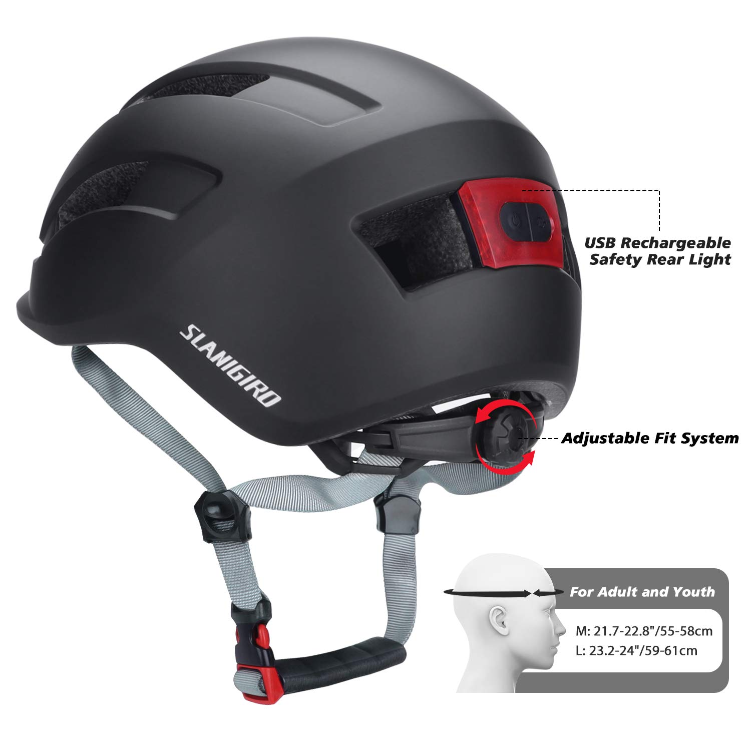 Snapklik.com : Adult Urban Bike Helmet - Adjustable Fit System ...